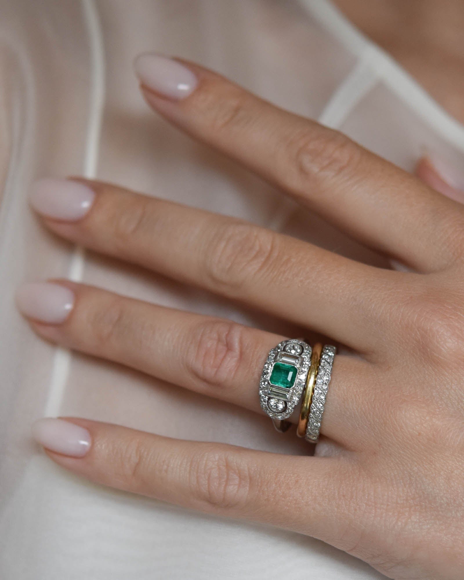 Art Deco Colombian Emerald & Diamond Ring – Erstwhile