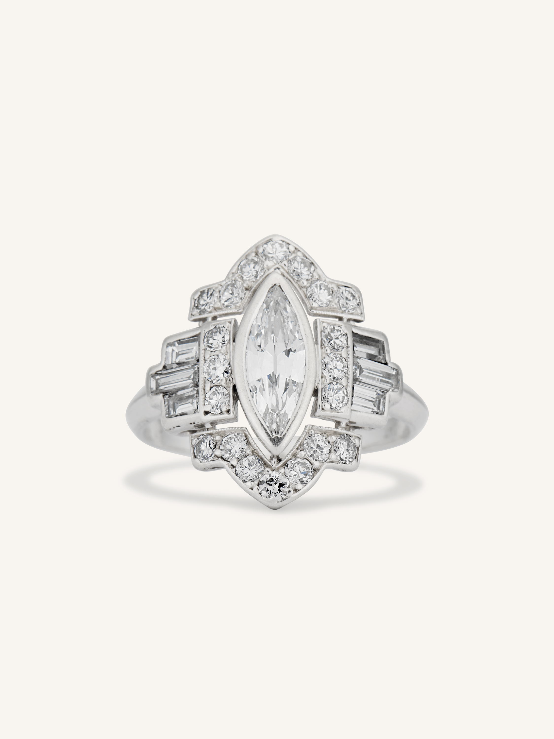 Art Deco Marquise Cut Diamond Vintage Engagement Ring – Erstwhile