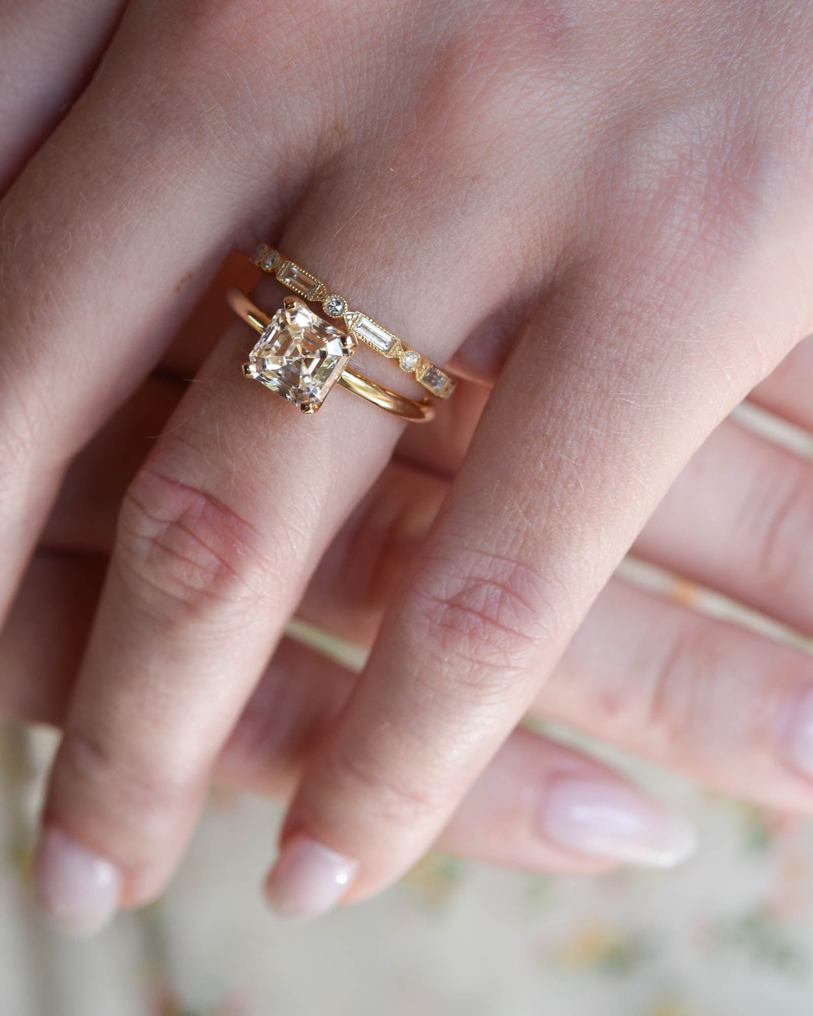 Asscher Cut Diamond 18k Gold Solitaire Engagement Ring – Erstwhile Jewelry