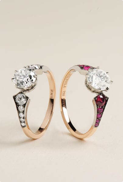 Leia Vintage Inspired Old European Diamond Cluster 18k Engagement Ring ...